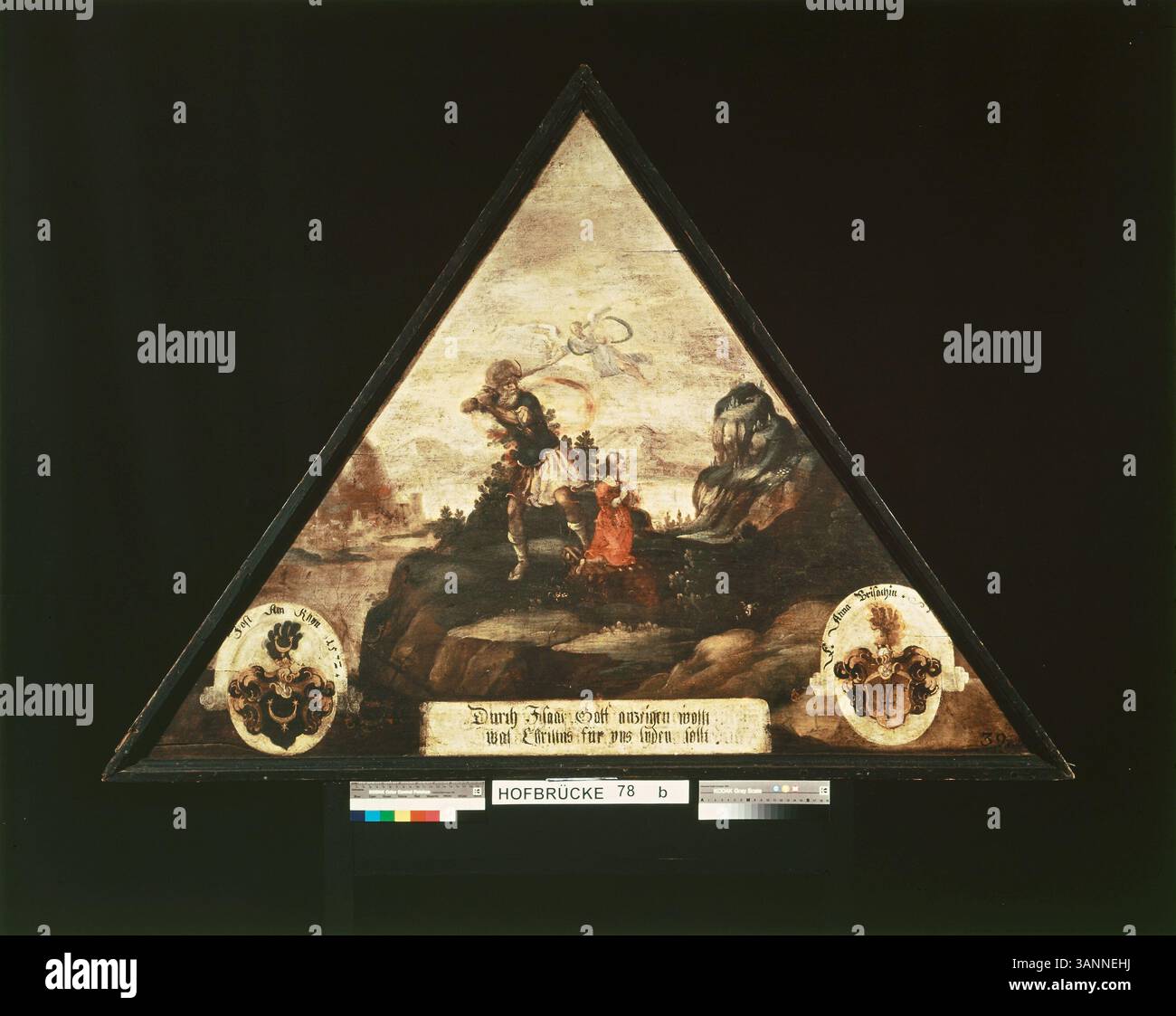 This German painting depicts the biblical story of the Binding of Isaac ...