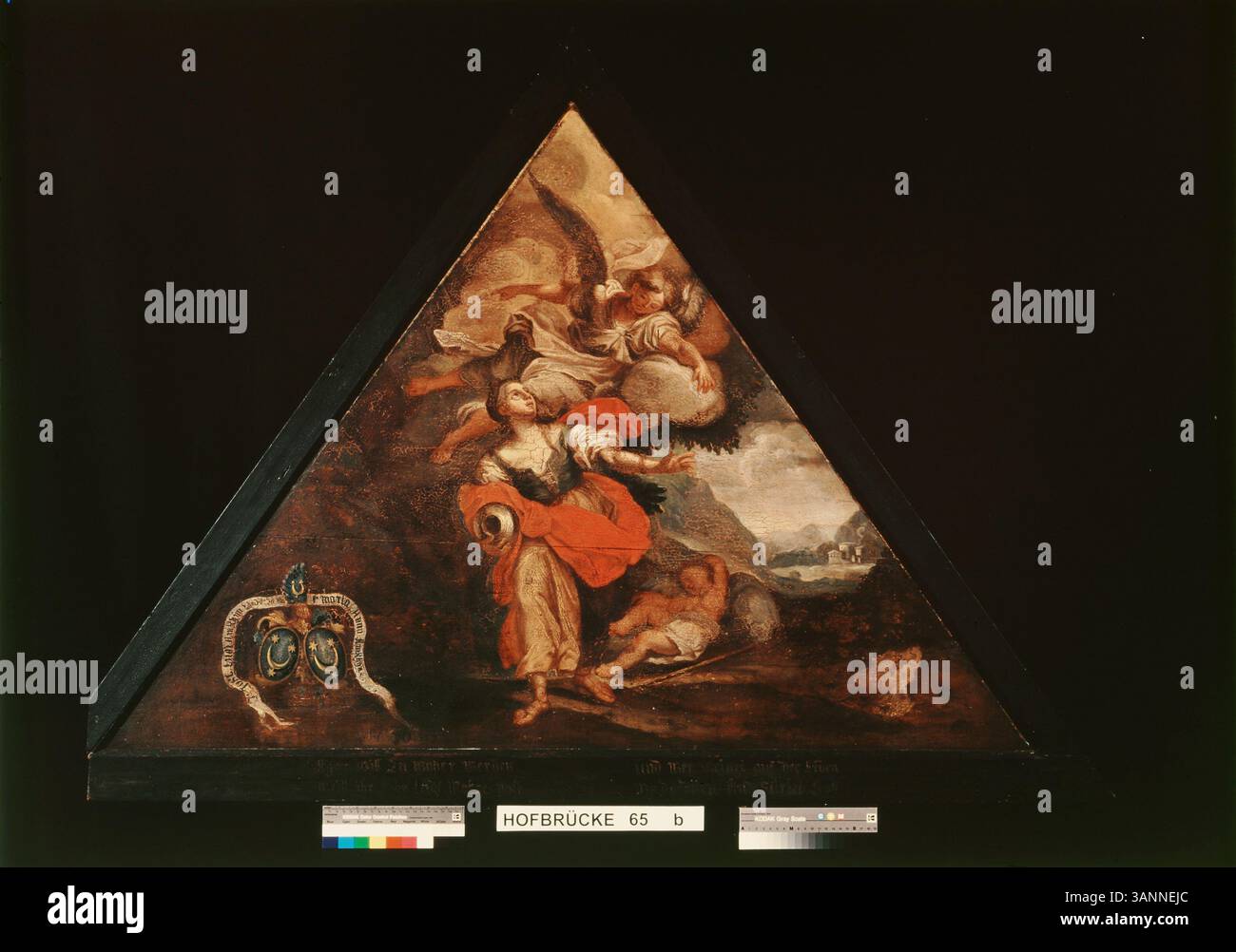 This painting depicts Hagar and her son Ishmael in the desert, with ...