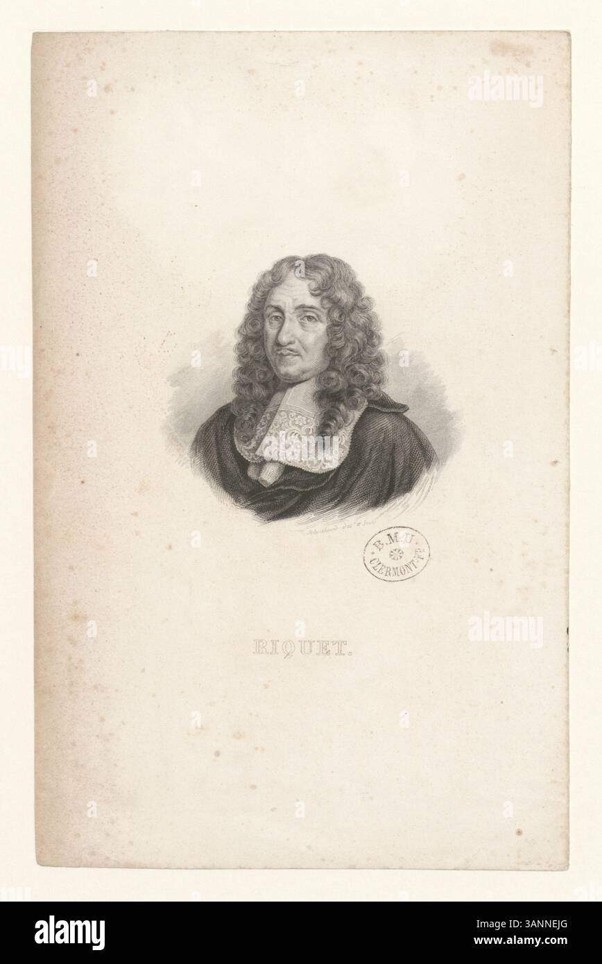 Intaglio print of Pierre-Paul Riquet, an engineer and the mastermind ...