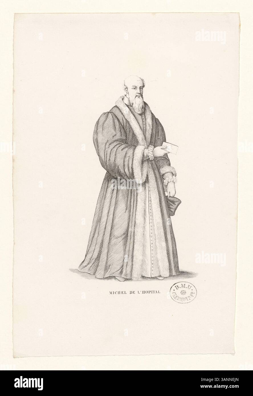 A print from the Boyer collection featuring Michel de L'Hopital, a ...
