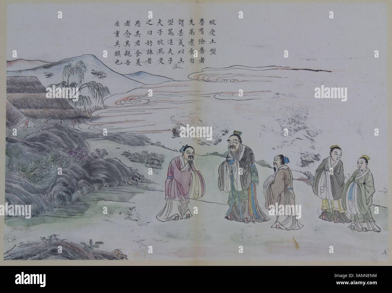 This page from an artist's book features hand-colored woodblock prints ...