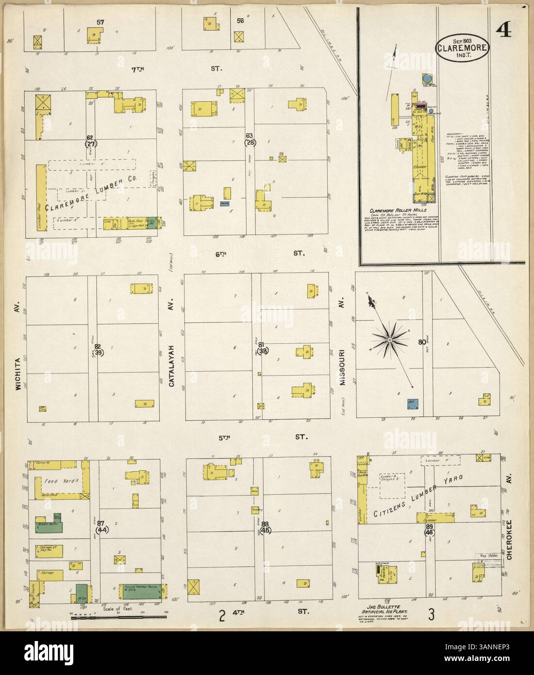 This 1903 Sanborn map of Claremore, Oklahoma, displays the city’s fire ...
