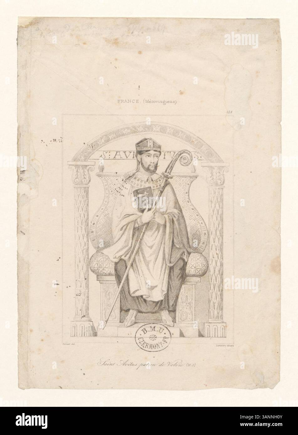 A print from the Boyer collection depicting Saint Avitus, the patron ...