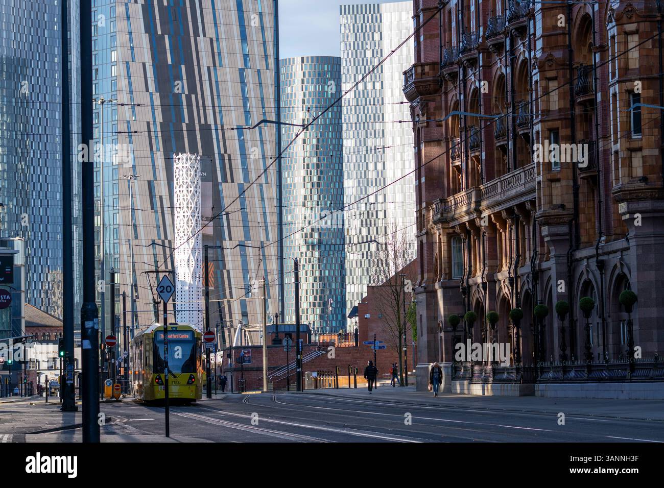 Image of the tramway downtown Manchester in the morning Stock Photo - Alamy
