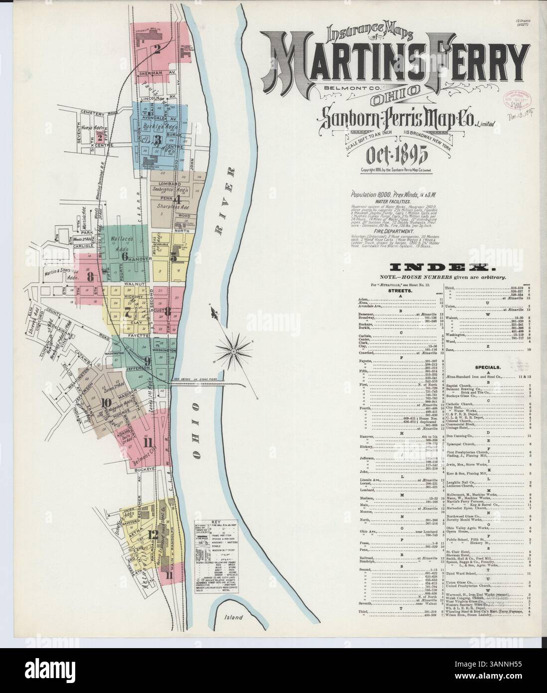 This October 1895 Sanborn Fire Insurance Map outlines Martins Ferry ...