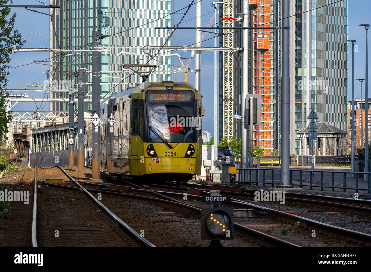 Image of the tramway downtown Manchester in the morning Stock Photo - Alamy
