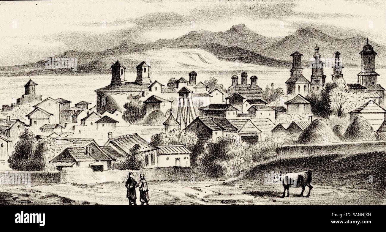 This lithograph from 1853 shows a vignette of the Moldavian port of ...