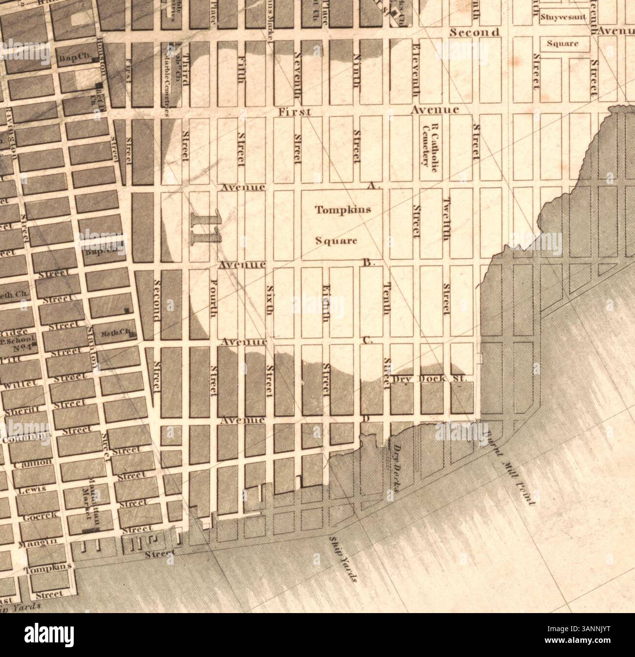 The 1833 Burr map of New York City features the Alphabet City area ...