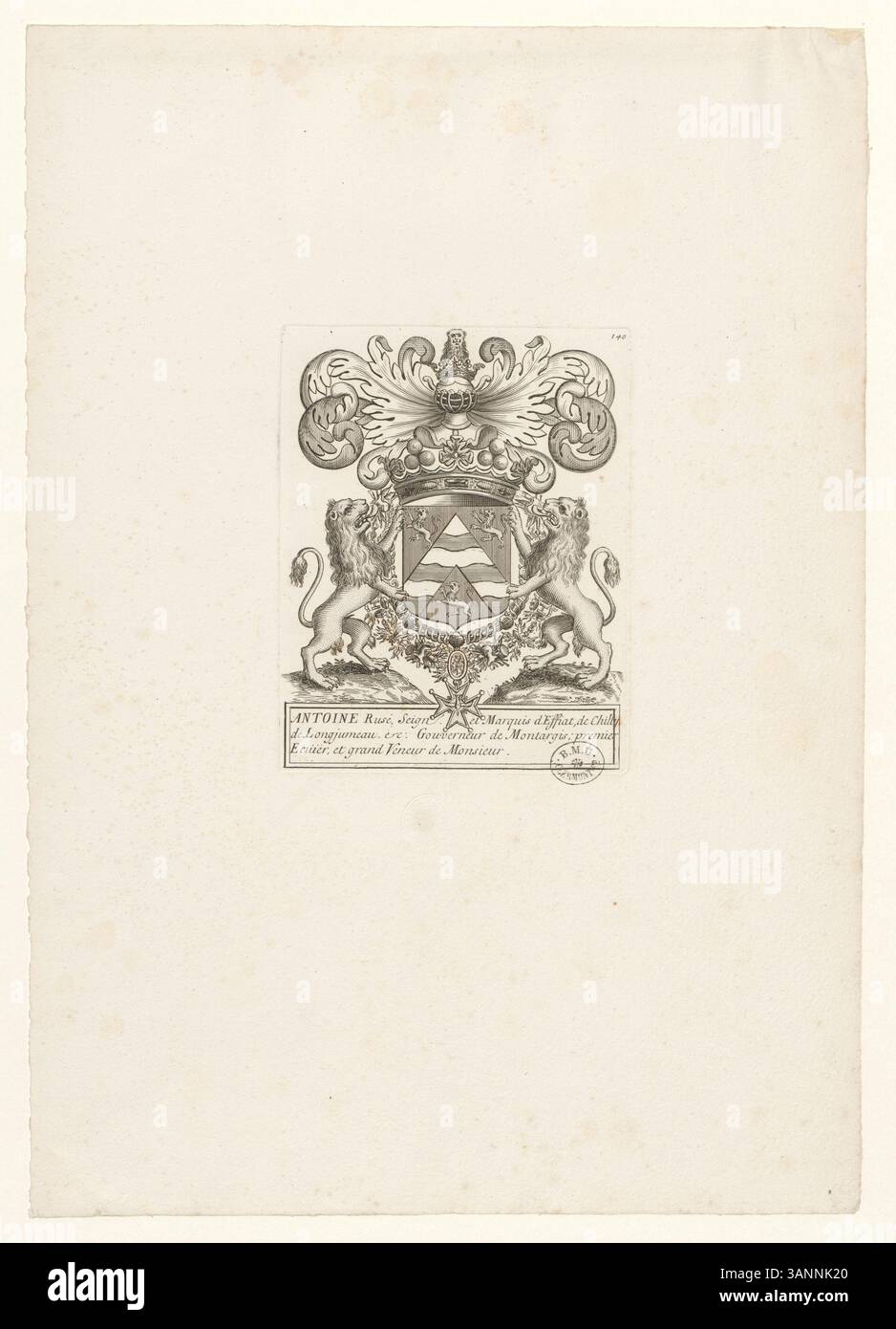 This print portrays Antoine Rusé, Seign. and Marquis d'Effiat, a ...
