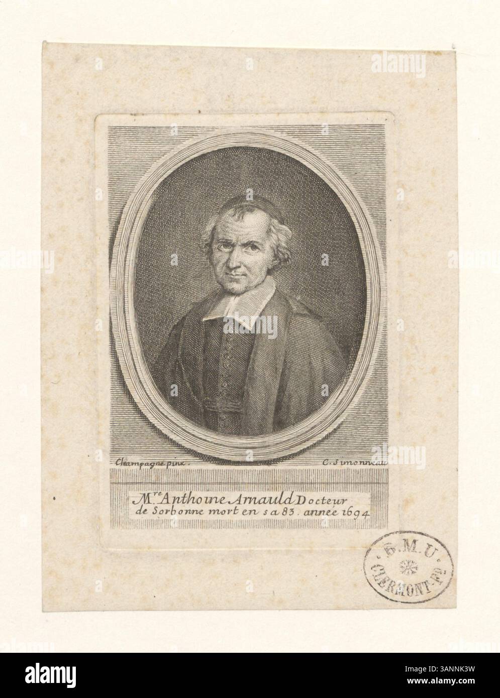 This print by Philippe de Champaigne portrays Antoine Arnauld, a ...