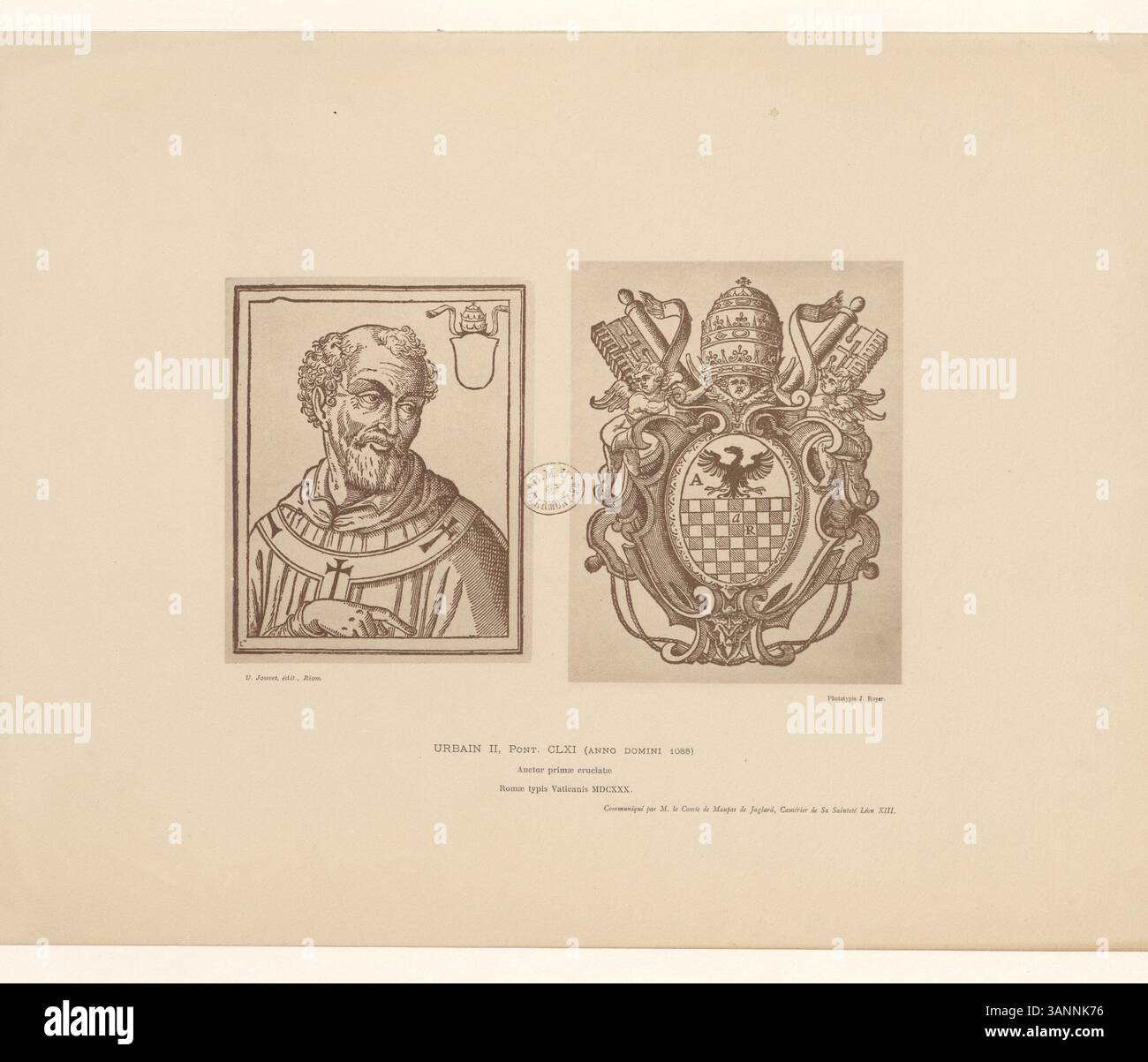 Print documenting Pope Urban II's role in initiating the First Crusade ...