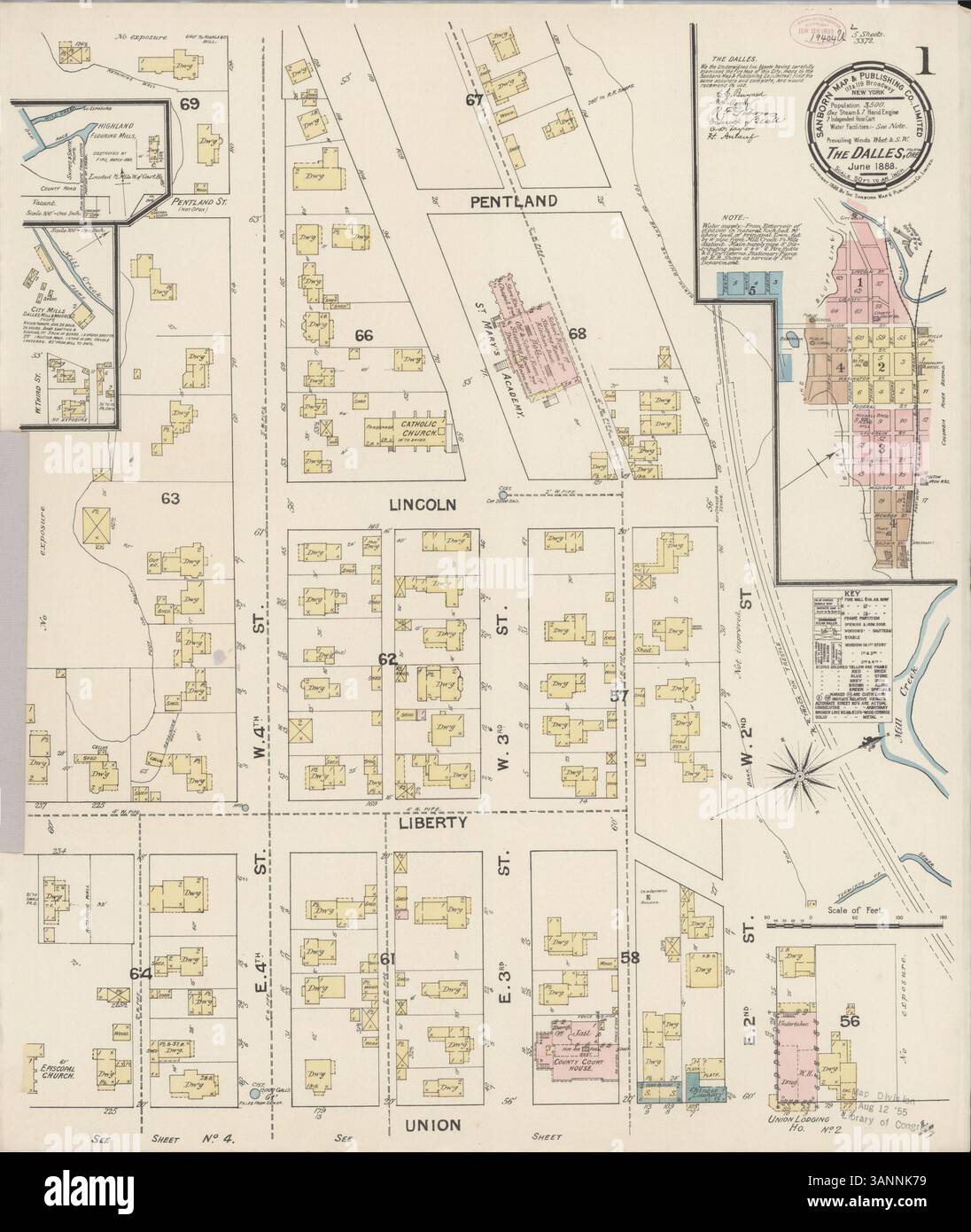 This Sanborn Fire Insurance map from June 1889 shows The Dalles, Wasco ...