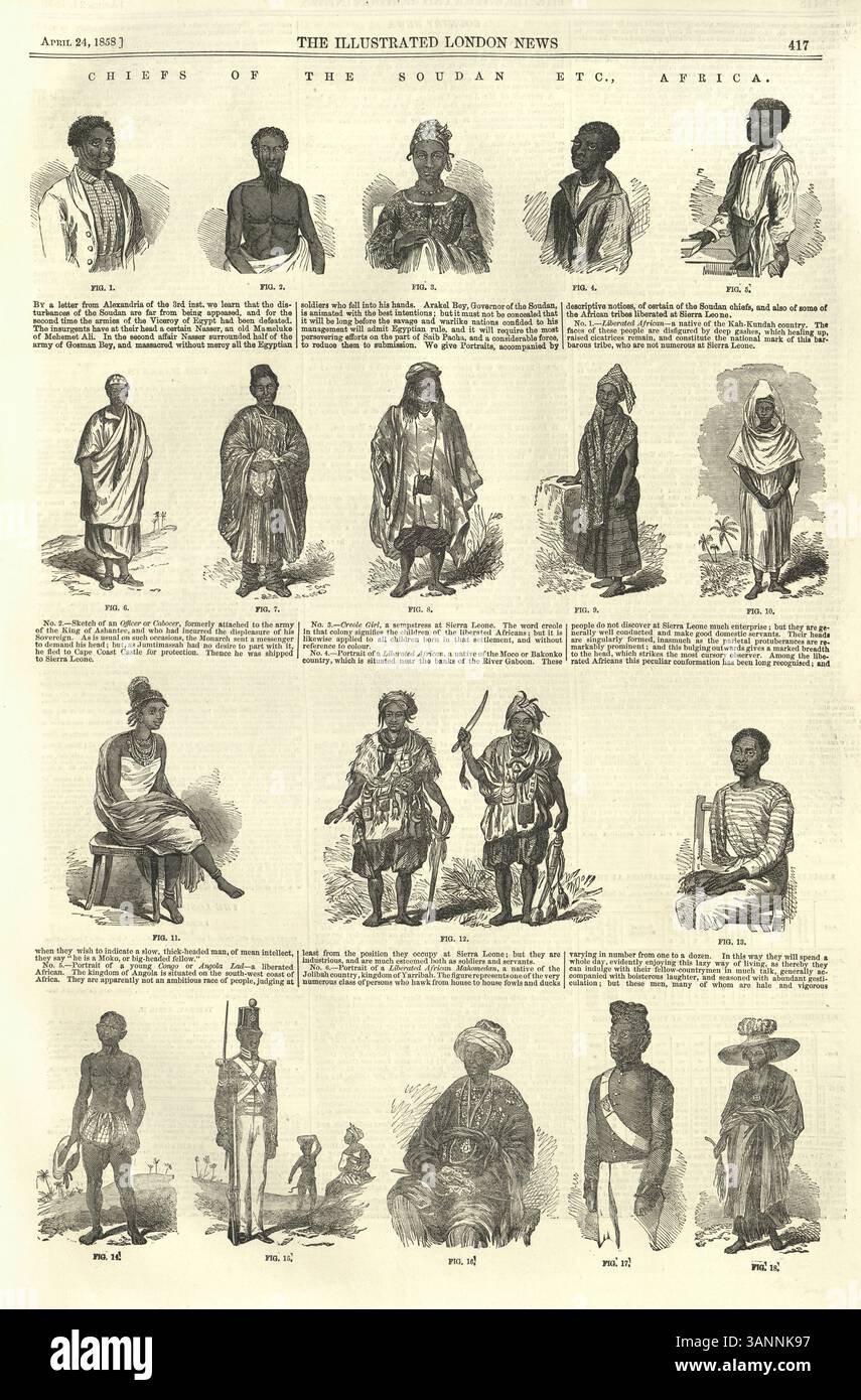 Vintage illustration of Chiefs of the Soudan and Africa, African ...