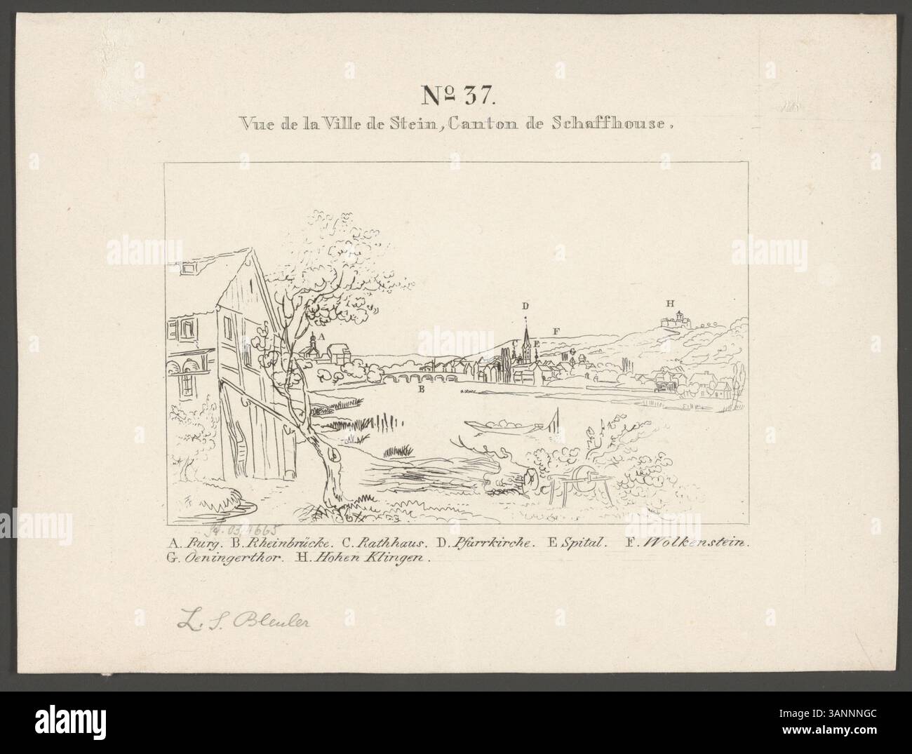 This 1830 print by Aegidius Federle features a view of Stein, a town in ...