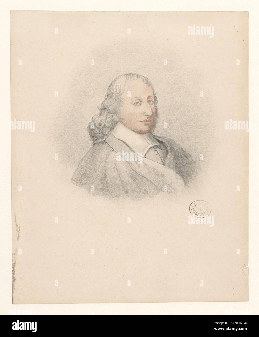 This drawing, part of the Boyer collection, depicts Blaise Pascal, the ...