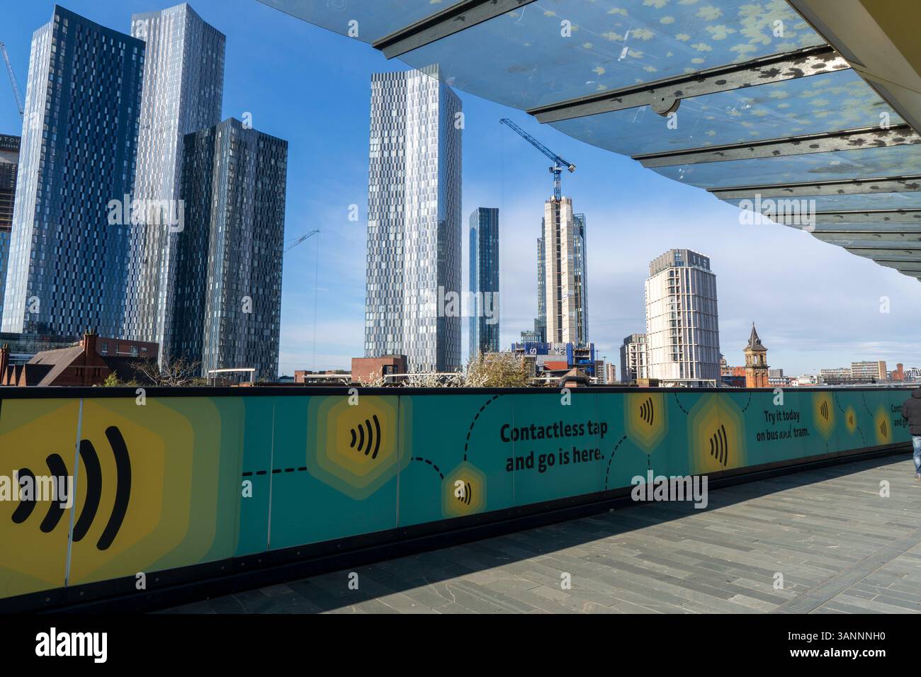 Image of Castlefield - Deansgate tram stop platforms in Manchester UK ...