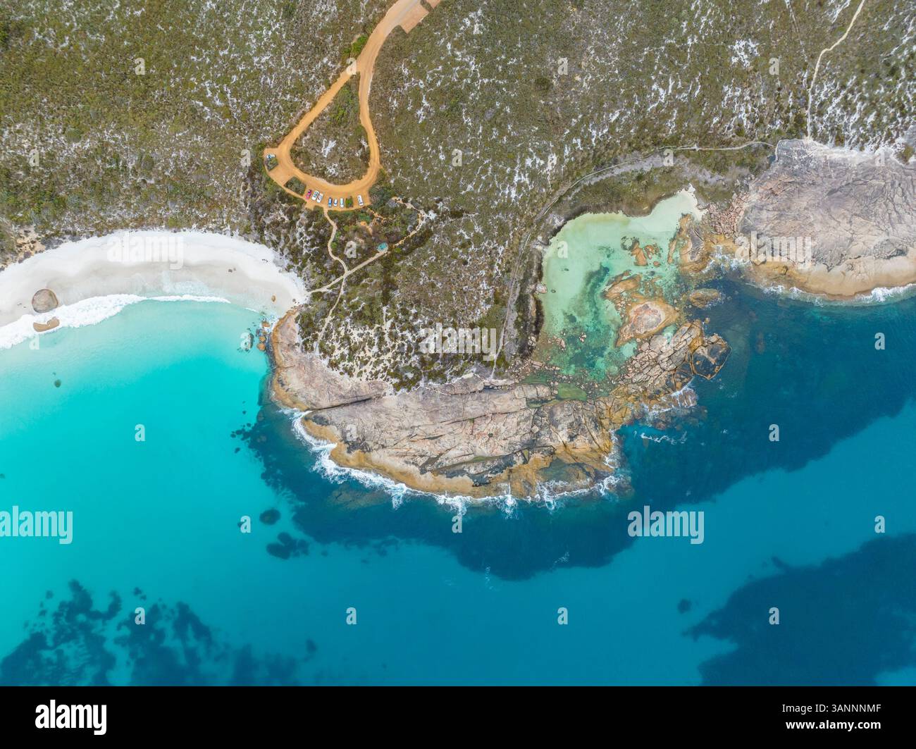 Aerial view of Little Beach and Waterfall Beach, Nanarup, Western ...