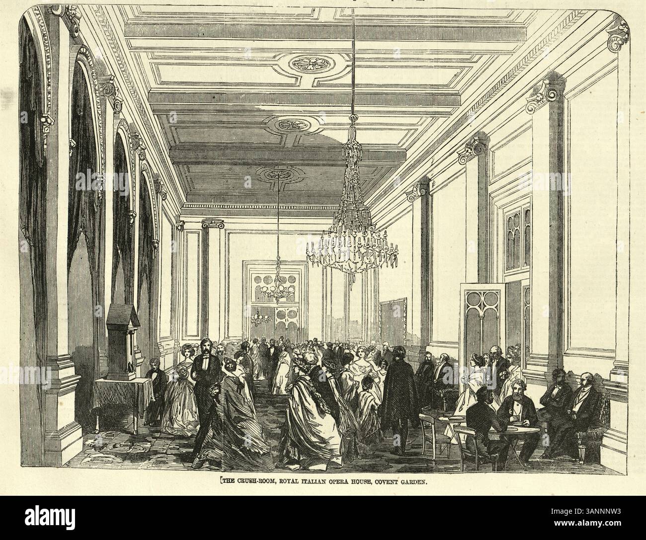 The crush room, Royal Italian Opera House, Covent Garden, Victorian ...