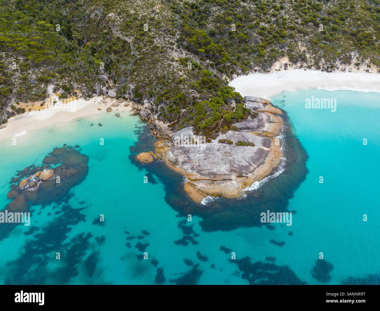 Aerial view of Little Beach and Waterfall Beach, Nanarup, Western ...