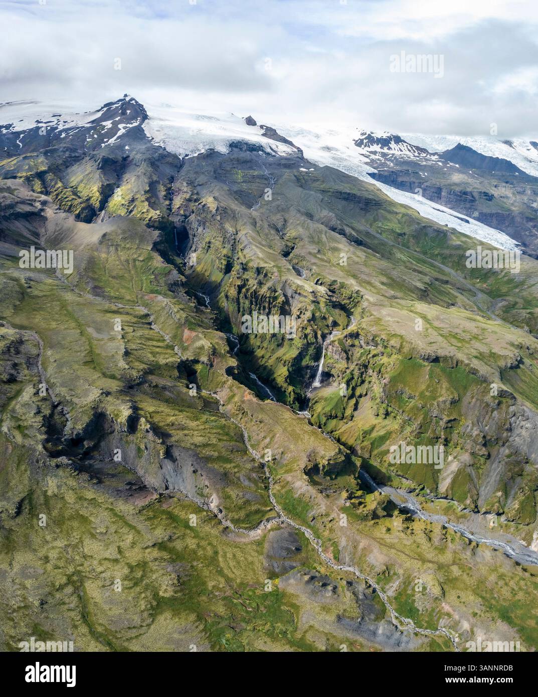 Aerial view of Fjallsarlon Iceberg and Mulagljufur Canyon with ...
