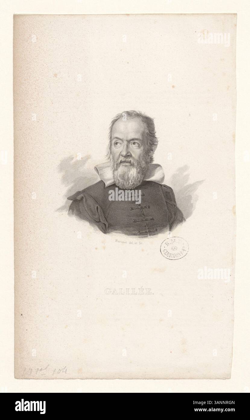 This intaglio print from the Boyer collection features Galileo Galilei ...
