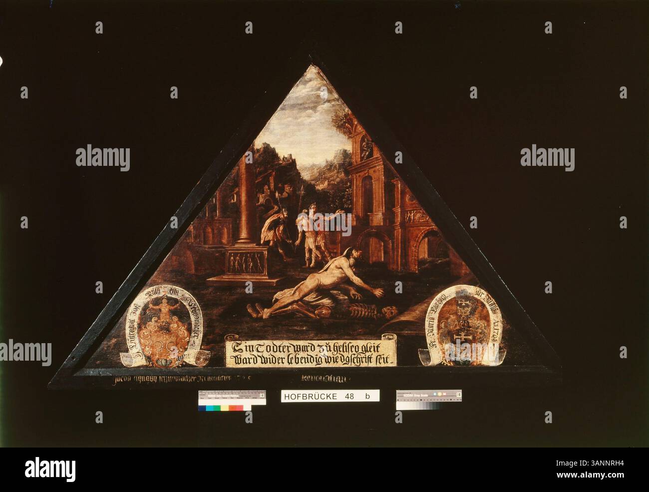 This painting illustrates the biblical miracle when a dead man is ...