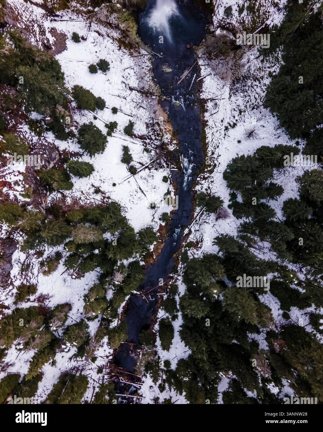 Aerial view of Chemult Spirit Creek Falls in Frenchie Falls river park ...