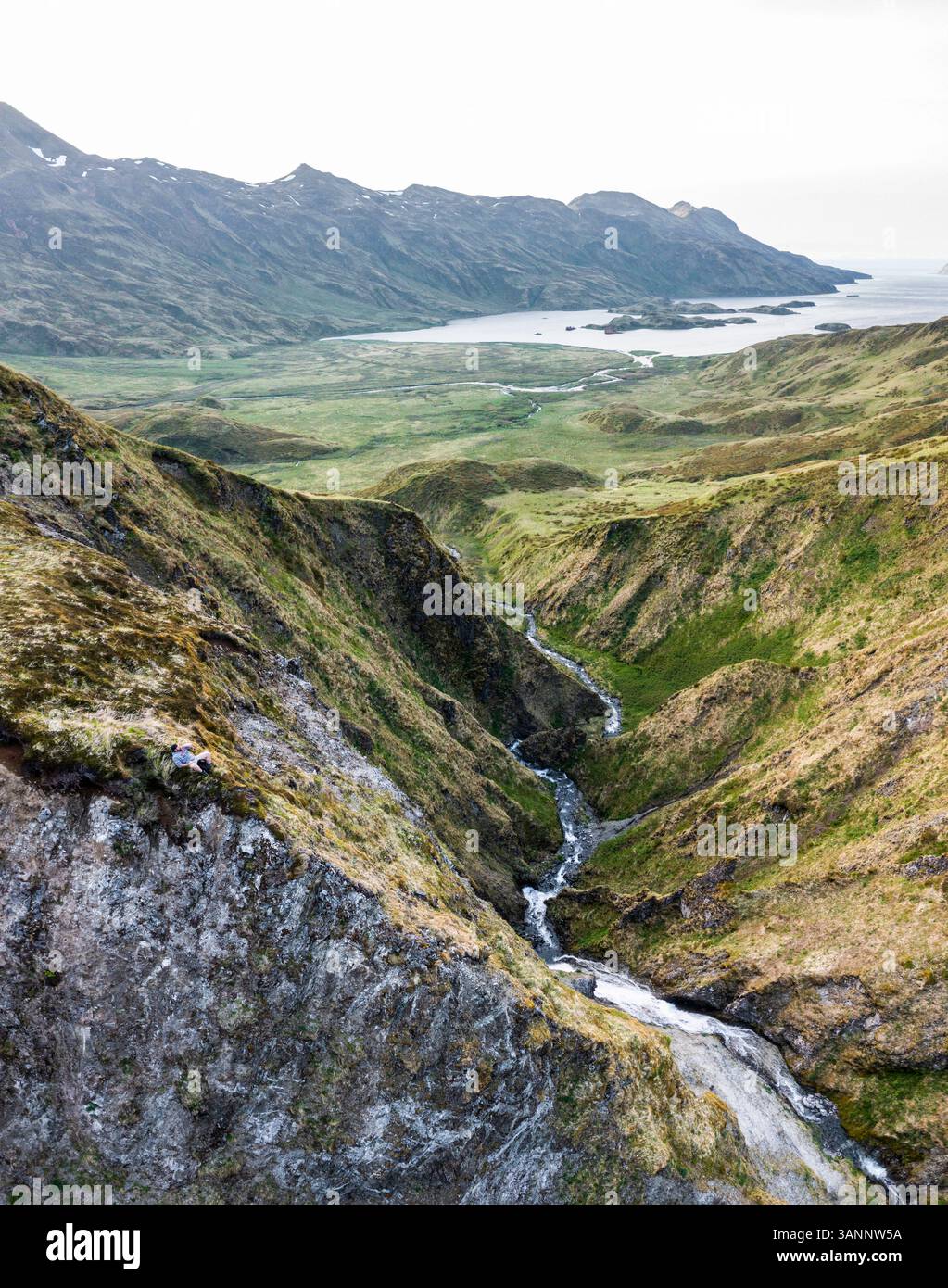 Aerial view of Captains Bay, Unalaska Island, Alaska, United States of ...