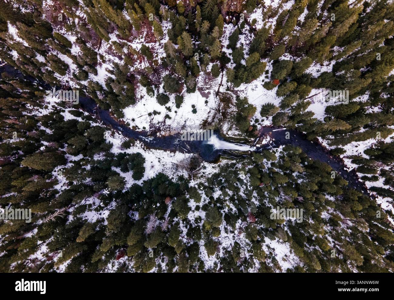 Aerial view of Chemult Spirit Creek Falls in Frenchie Falls river park ...