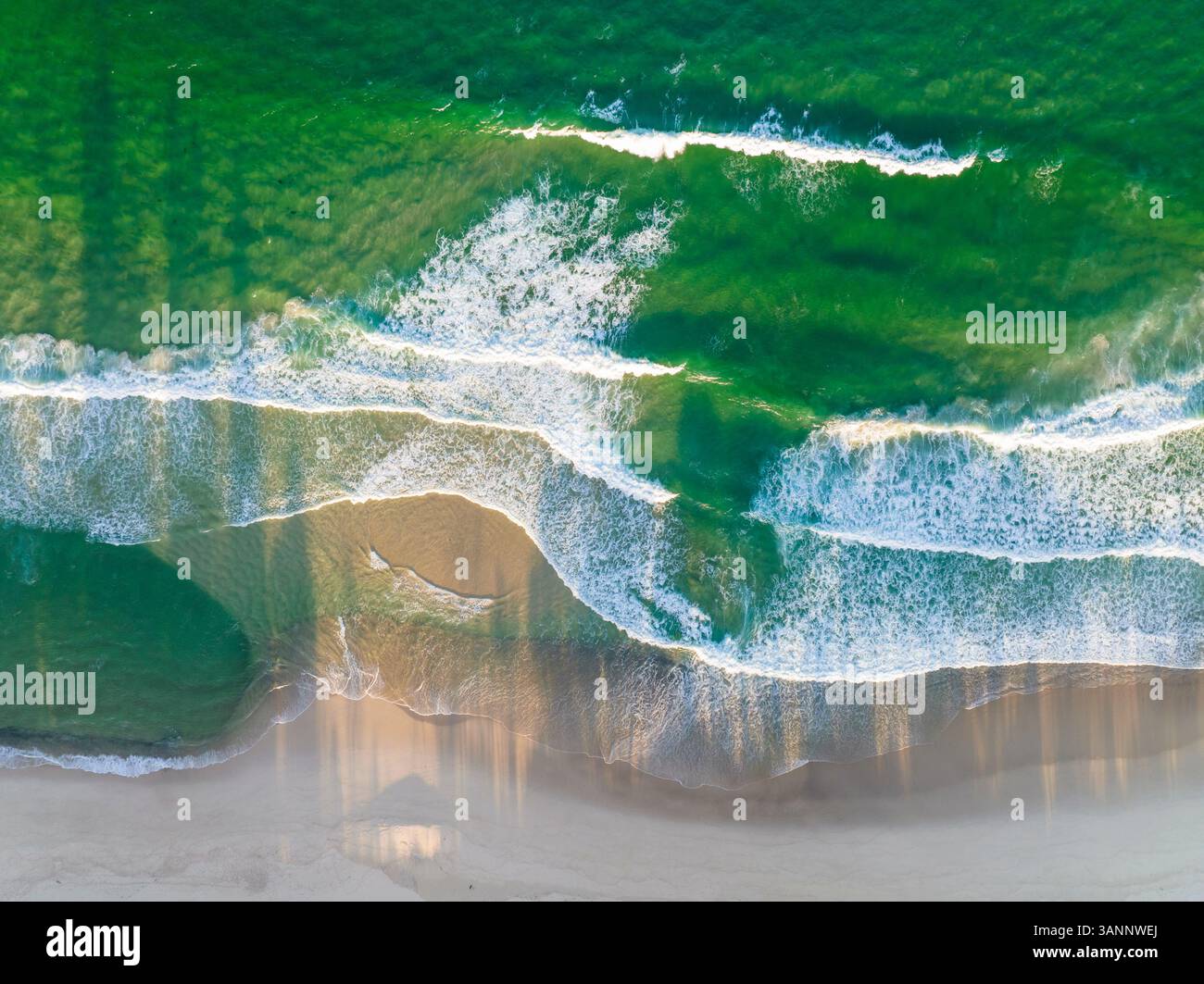 Aerial view of Seven Miles Beach waterfront, New South Wales, Australia ...