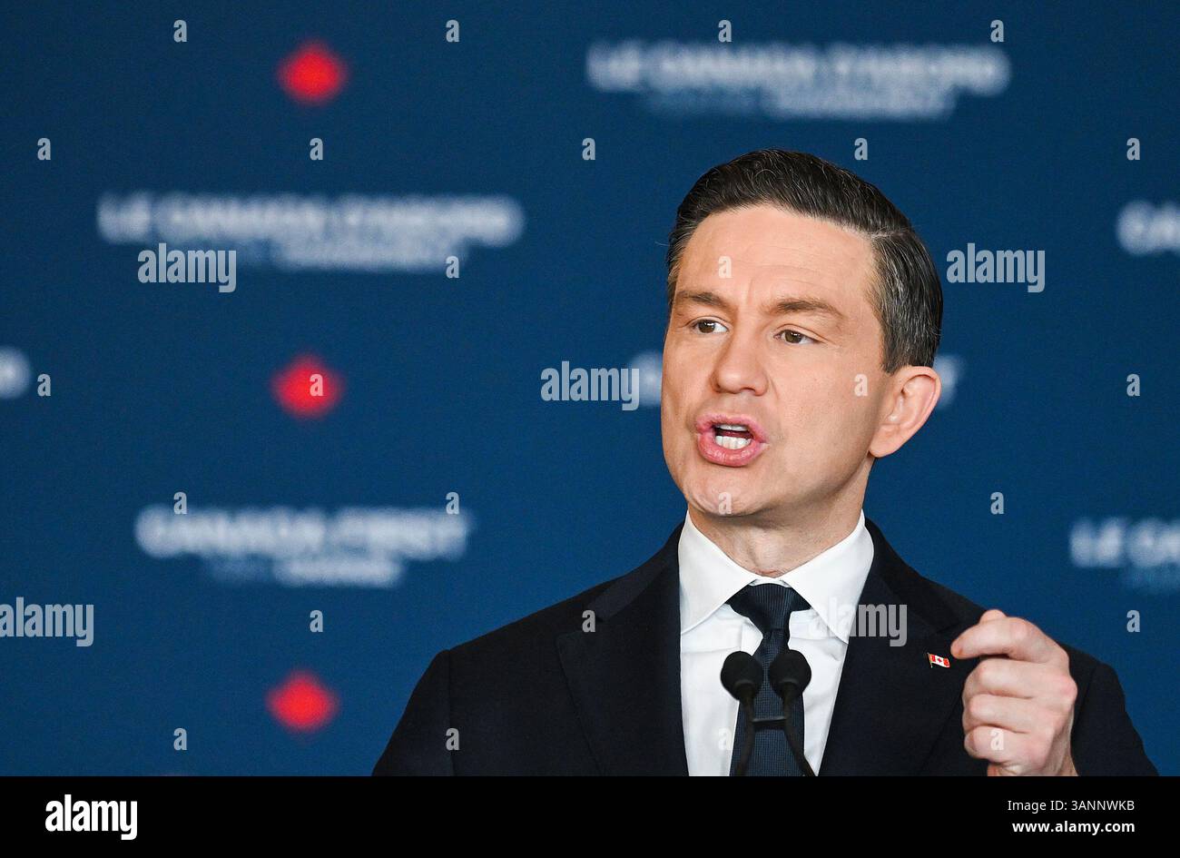 Conservative Party leader Pierre Poilievre speaks during a federal ...