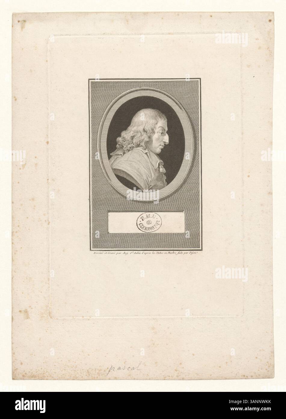 This intaglio print from the Boyer collection showcases Blaise Pascal ...