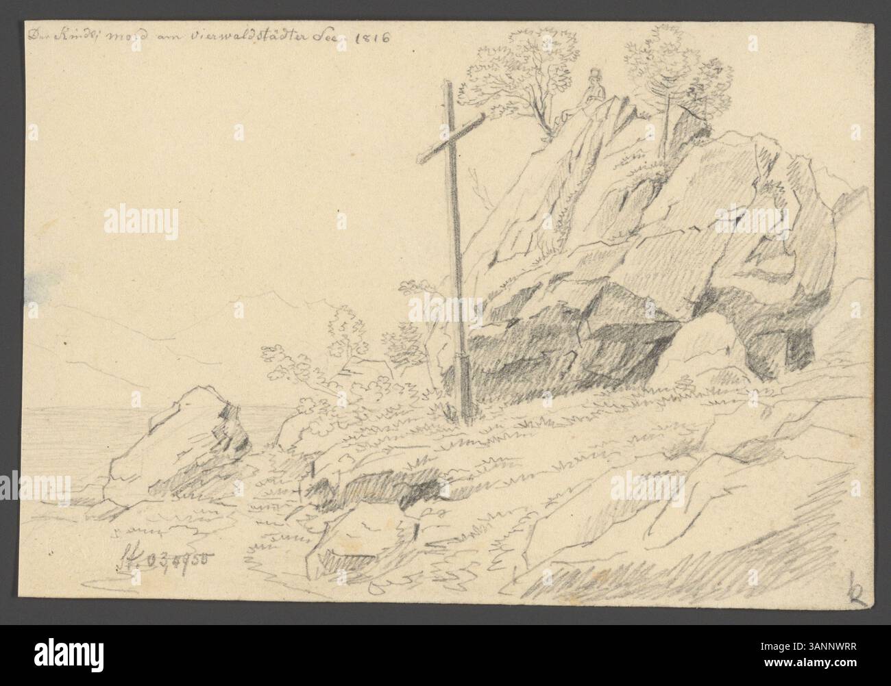 This 1816 pencil drawing by Johann Jakob Meyer depicts the scene of the 'Kindli murder' at Lake ...