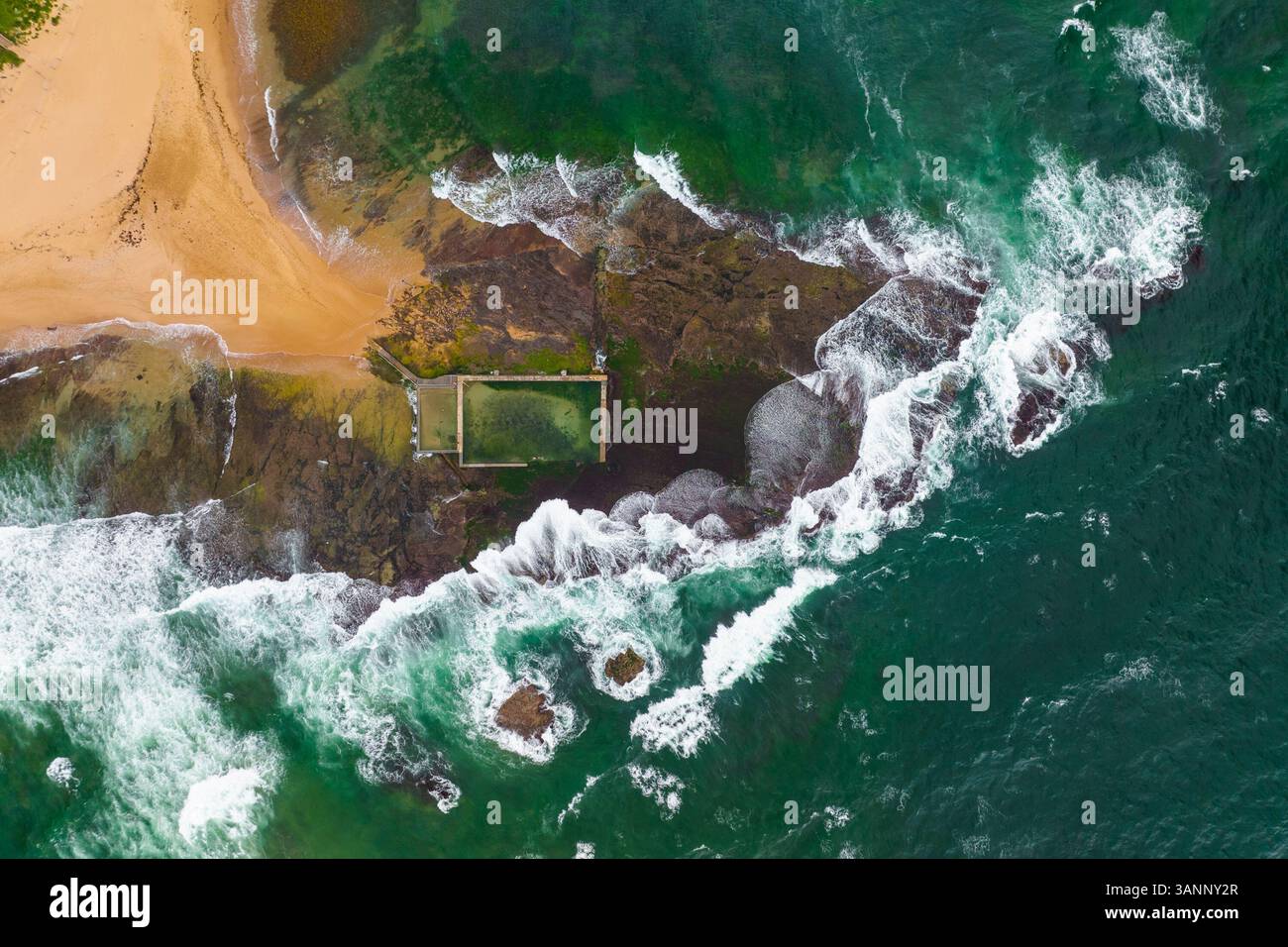 Aerial view of Mona Vale Rockpool, Sydney, New South Wales, Australia ...
