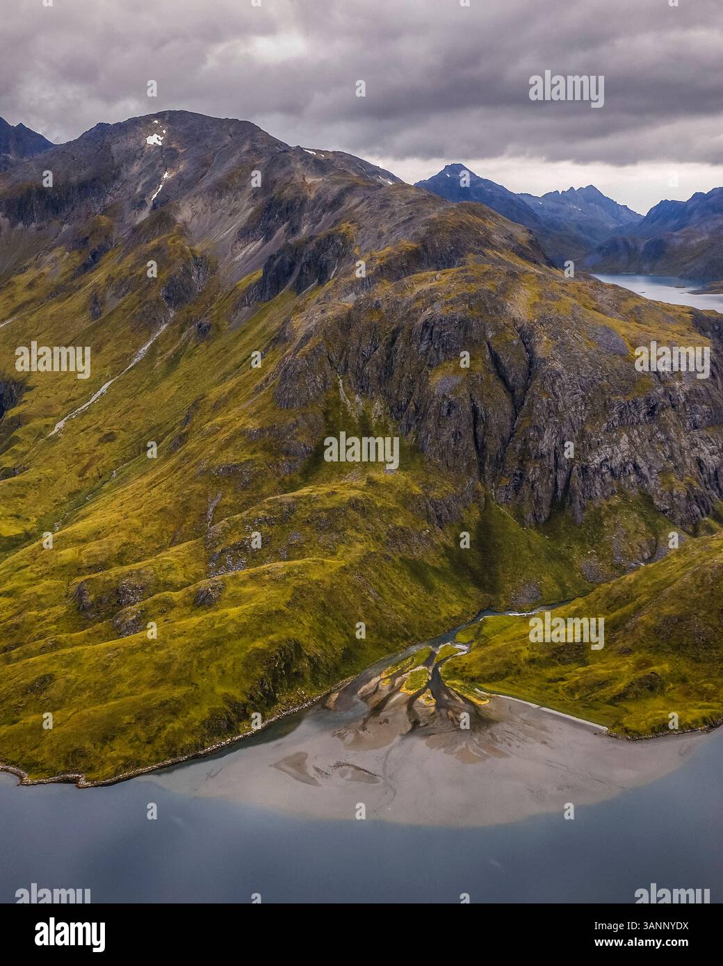 Aerial view of Anderson Bay, Unalaska, Alaska, United States Stock ...