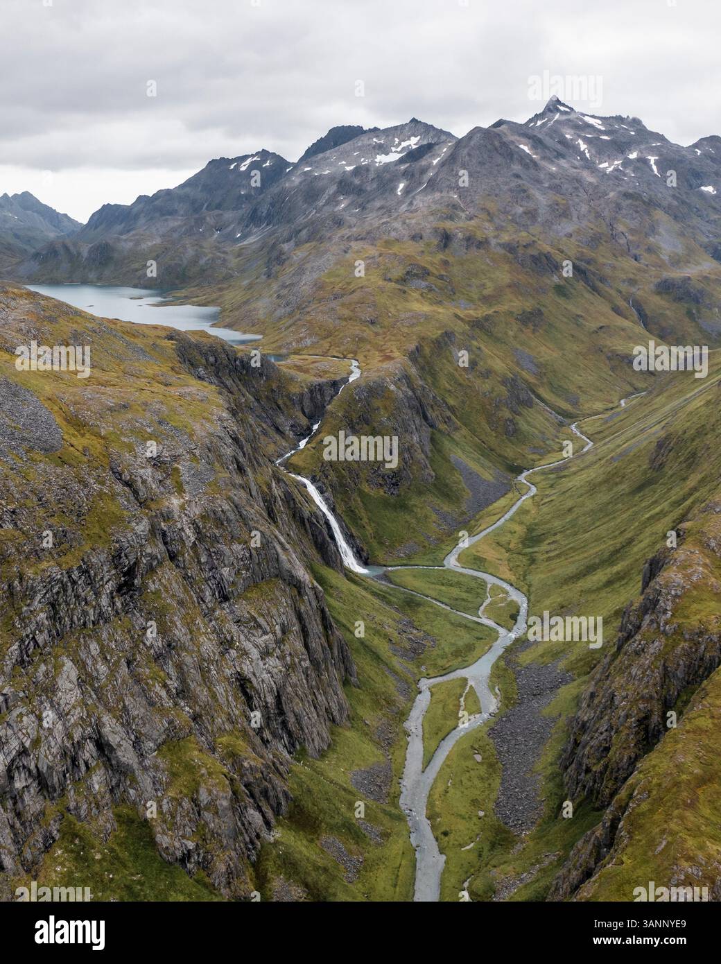 Aerial view of Anderson Bay, Unalaska, Alaska, United States Stock ...