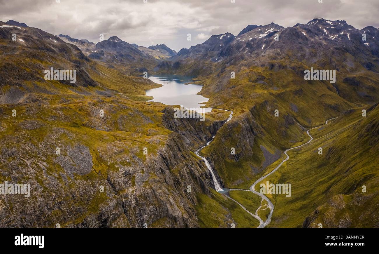 Aerial view of Anderson Bay, Unalaska, Alaska, United States Stock ...