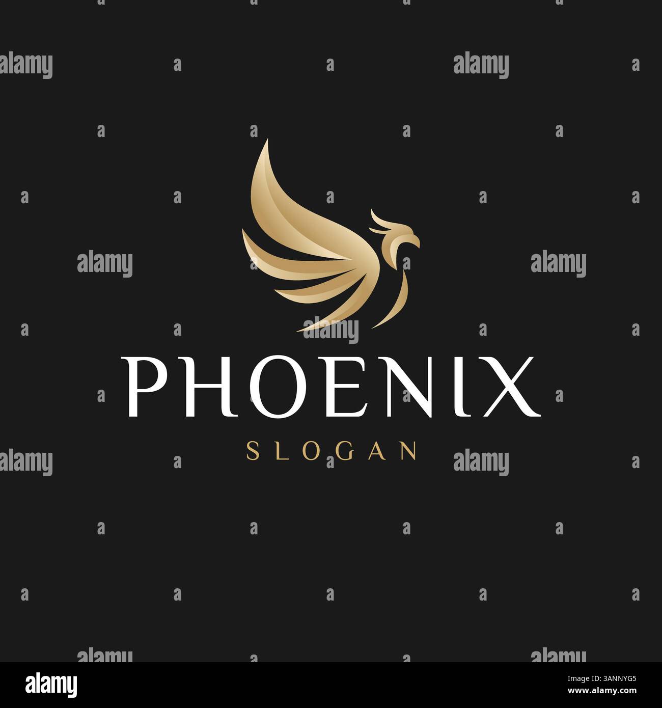 Flying Golden Phoenix Bird Flying Phoenix Bird Logo Design Black ...