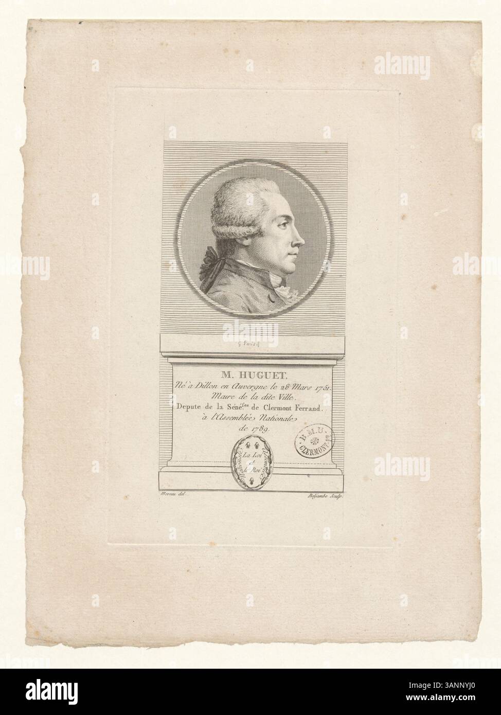 An intaglio print from the Boyer collection of M. Huguet, born in ...