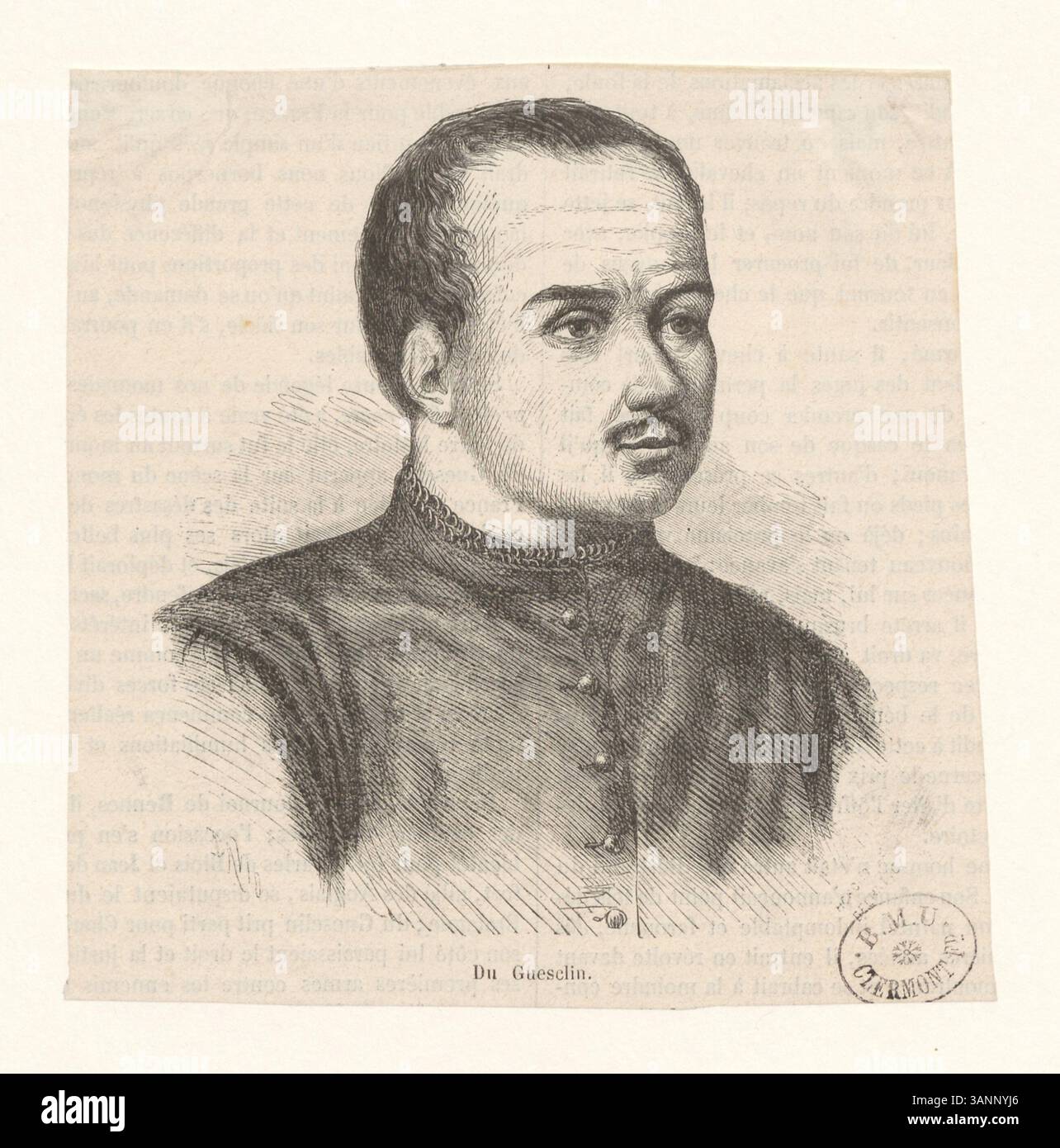 This wood engraving print of Bertrand du Guesclin captures his ...