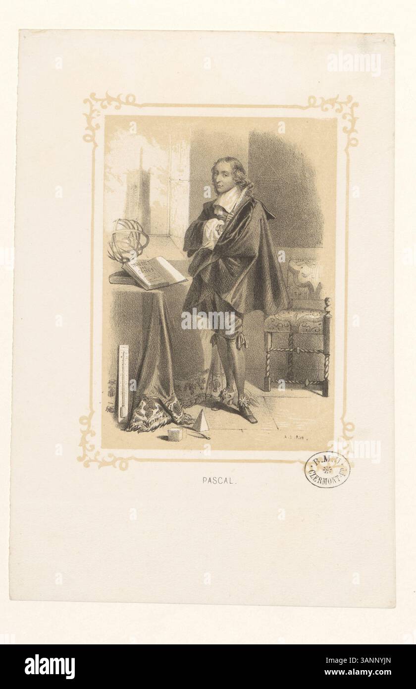 The BOYER 2044 print features a lithograph of Blaise Pascal, part of ...