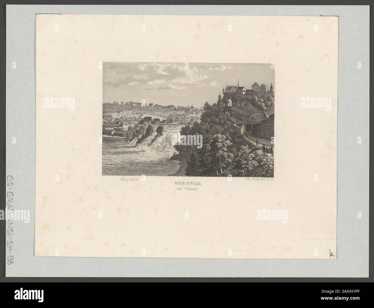 This etching and aquatint print by Jakob Theophil Beck shows the Rhine ...