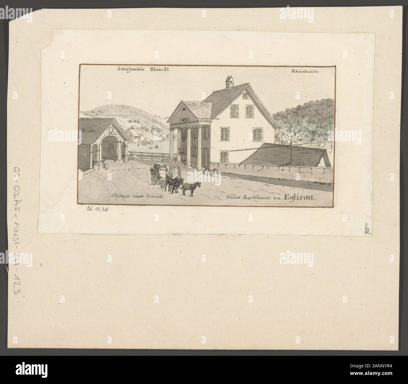 An etching of the new customs house in Eglisau, Zurich. The work is ...