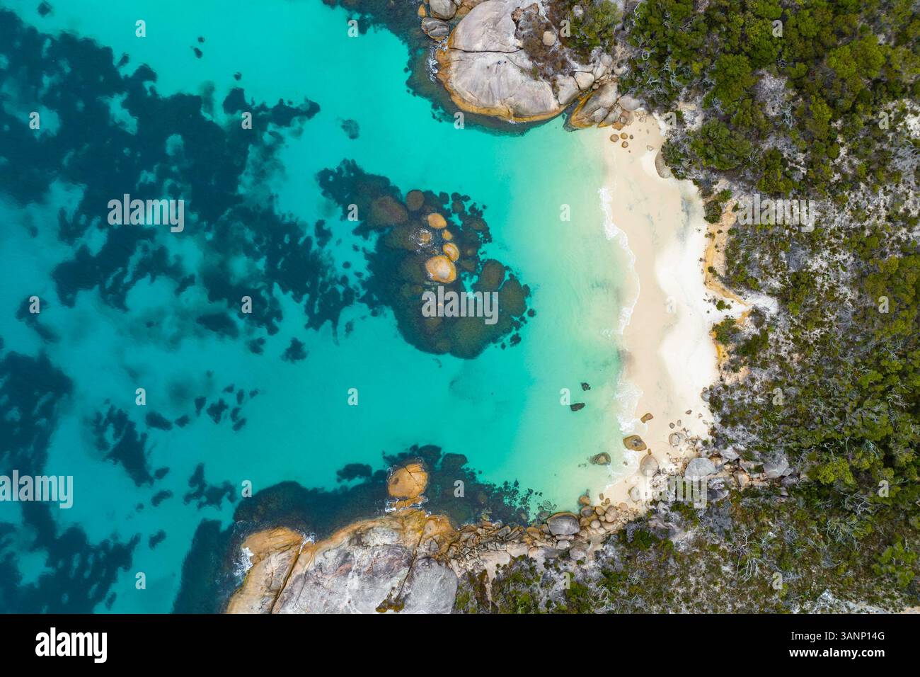 Aerial view of Little Beach in Nanarup, Western Australia, Australia ...