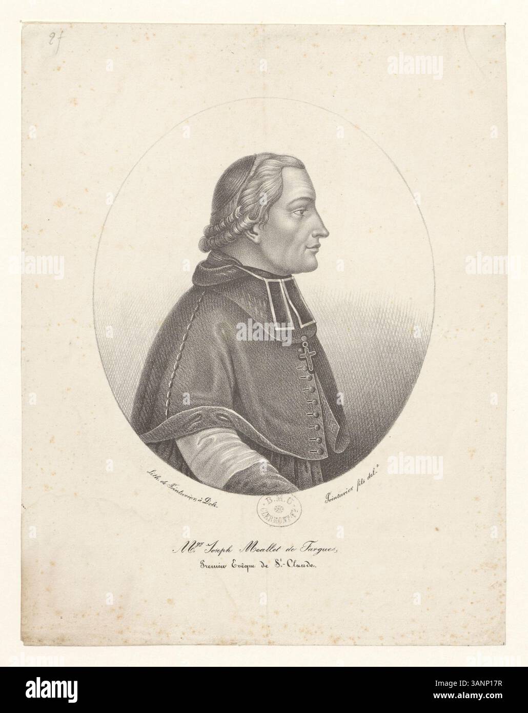 This print depicts Mgr Joseph-Meallet de Fargues, the first bishop of ...
