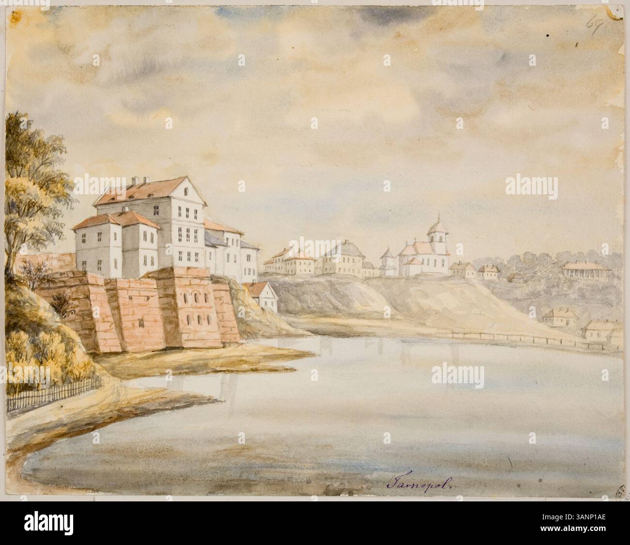 This 1870 watercolor by Napoleon Orda depicts Ternopil Castle ...