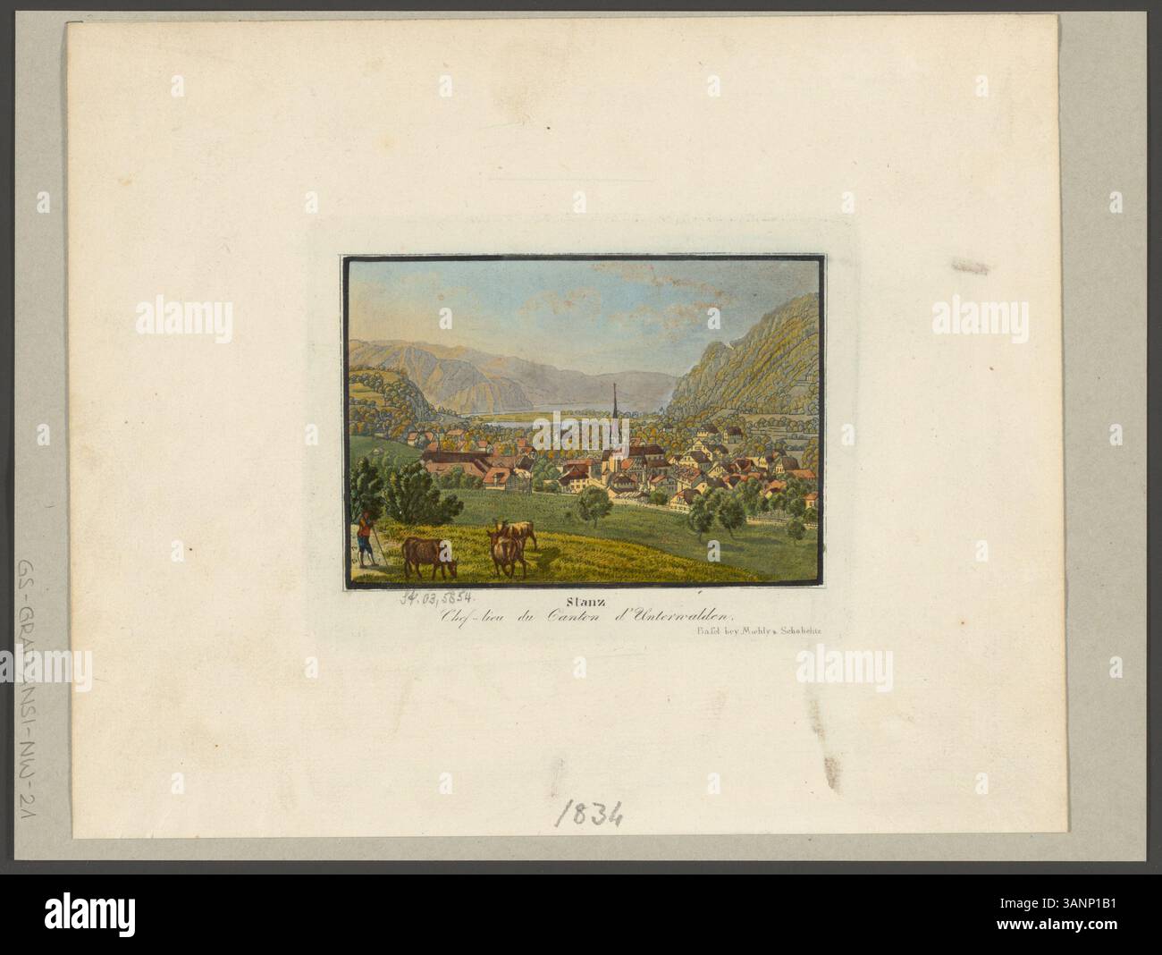 This print from 1834 showcases Stanz, the capital of Unterwalden, as ...