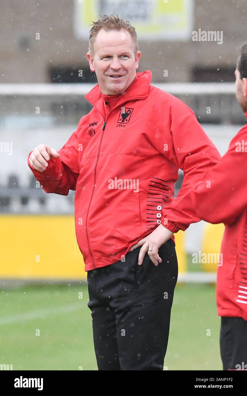 Sint Truiden, Belgium. 15th Apr, 2025. STVV's new head coach Wouter ...