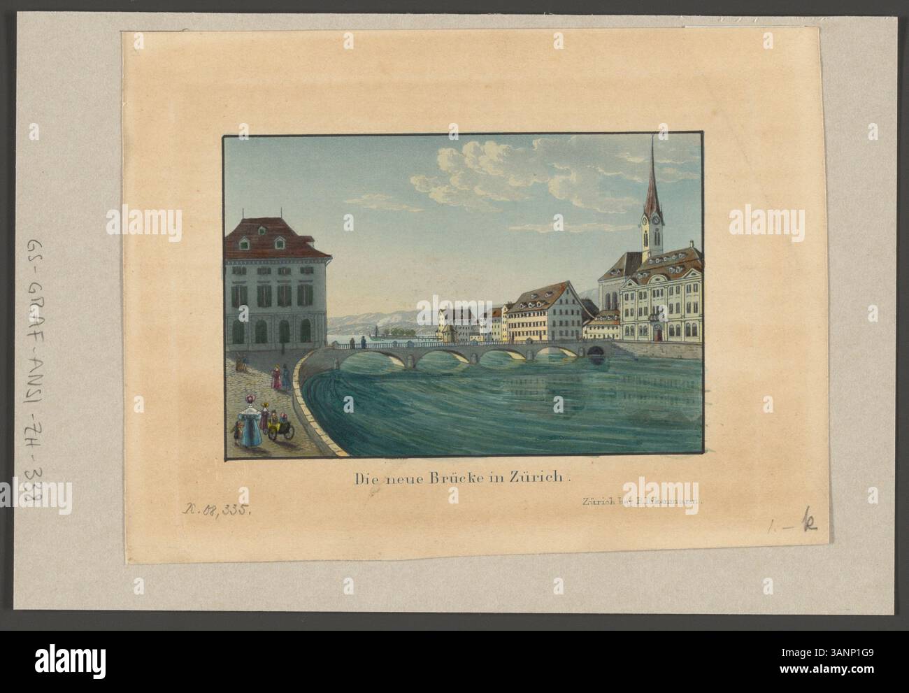 This etching and aquatint print depicts the newly built bridge in ...