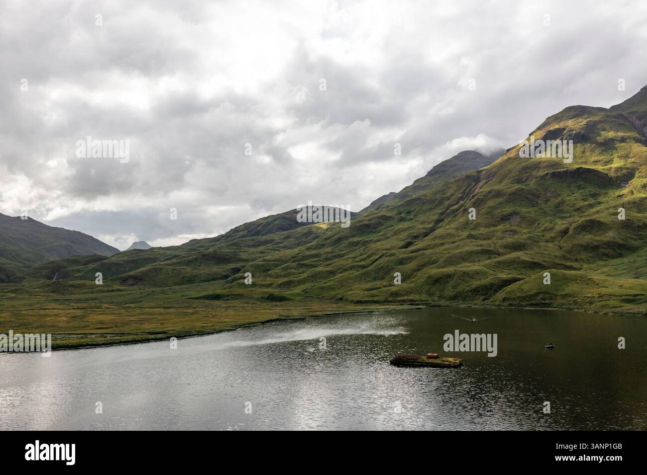 Aerial view of Captain Bay in Unalaska, Alaska, United States Stock ...